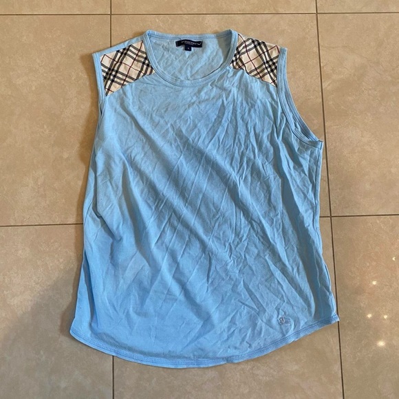 Burberry | Tops | Vintage Burberry Baby Blue Tank Top With Signature ...